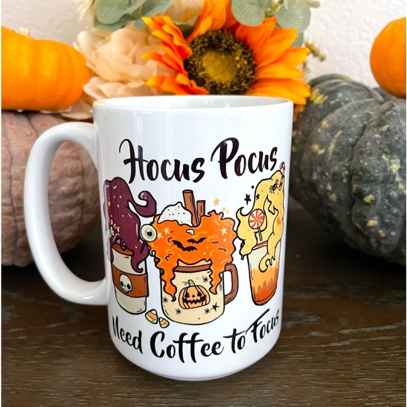 Handmade | Kitchen | Hocus Pocus I Need Coffee To Focus Custom Mug ...